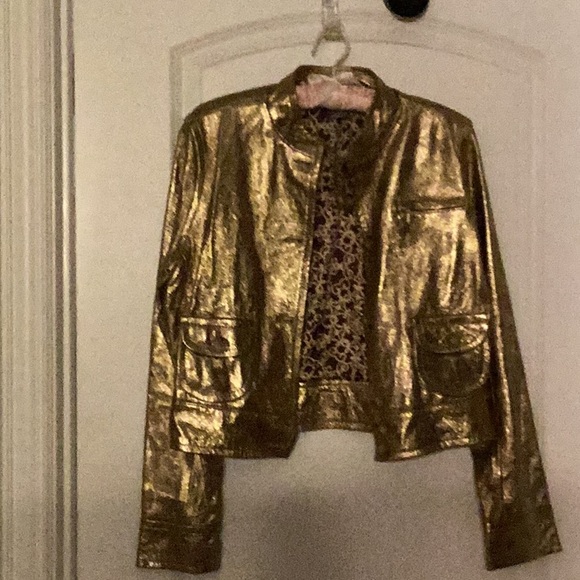 George | Jackets & Coats | Vintage Gold Foil Leather Jacket | Poshmark